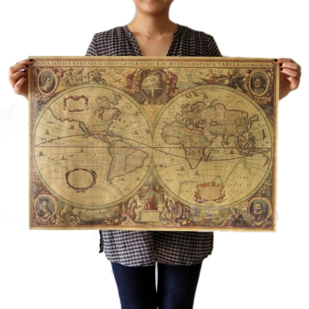 71x50cm Retro Vintage Old Globe World Map Matte Br... – Grandado