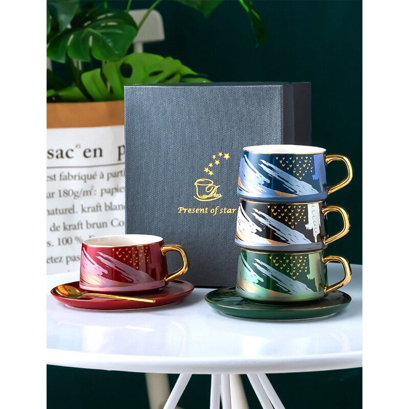 Europeisk lyx keramisk kaffekopp tefat sked set 20... – Vicedeal
