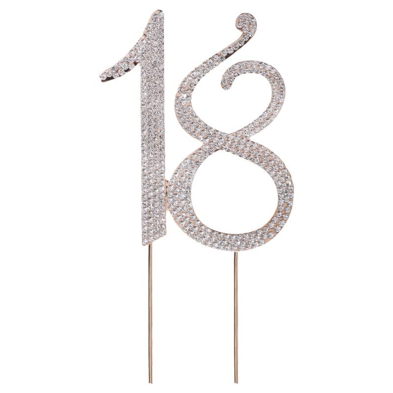 Rhinestone Number 18 Cake Topper For 18th Birthday... – Grandado
