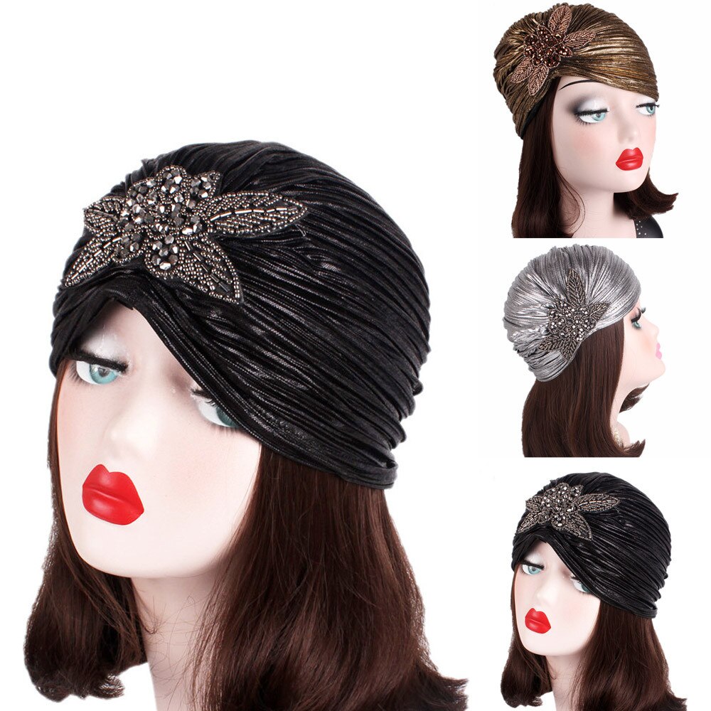 Women Ladies Retro Big Flowers Hat Turban Brim Hat... – Vicedeal