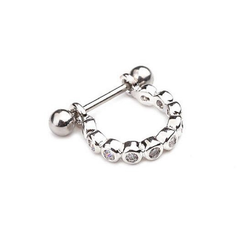 1pc Stainless Steel Barbell With Cz Hoop Cartilage... – Vicedeal