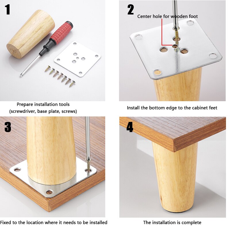 4 Pack Solid Wood Furniture Feet Tapered Sofa Wood... – Vicedeal