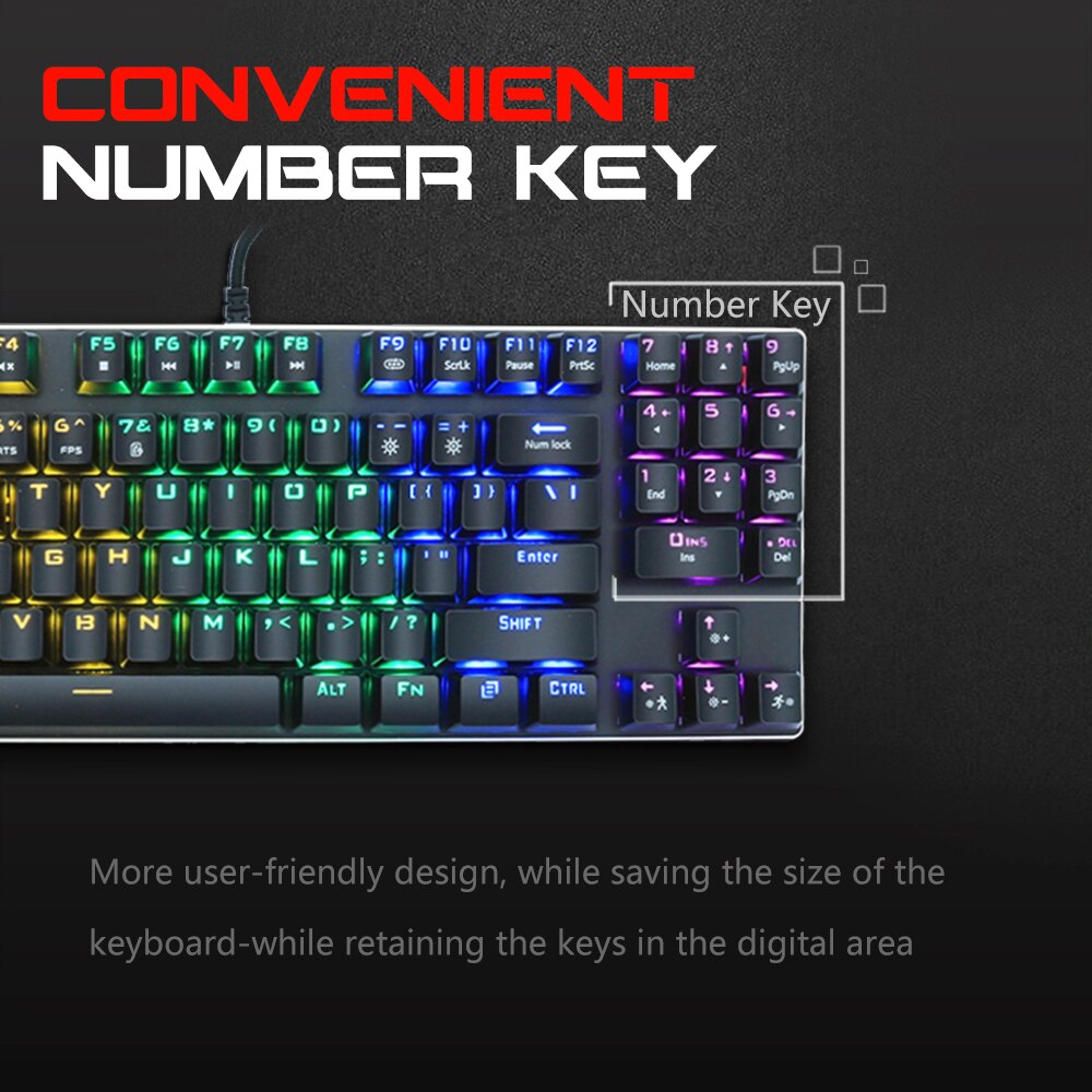 Wired Gaming Mechanical Keyboard Backlit 89 Key Wi... – Vicedeal