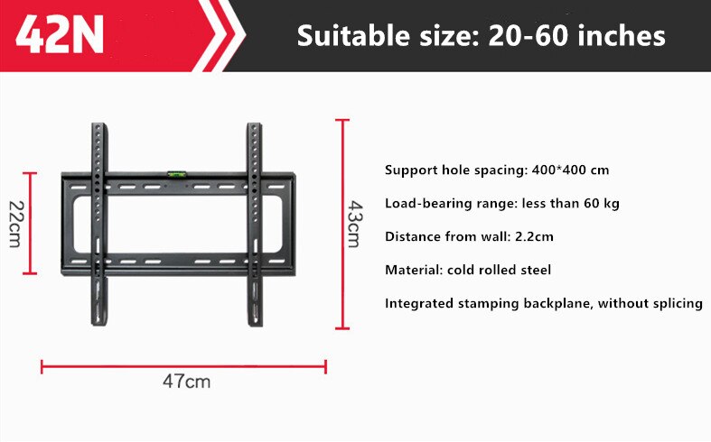 Wall TV support shelf 29 32 40 42 55 65 70 75 inch... – Grandado