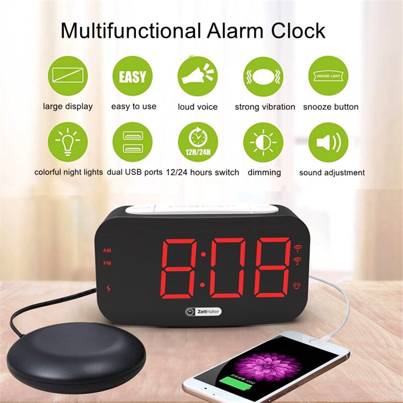 Extra Loud Alarm Clock with Bed Shaker, Vibrating ... – Grandado