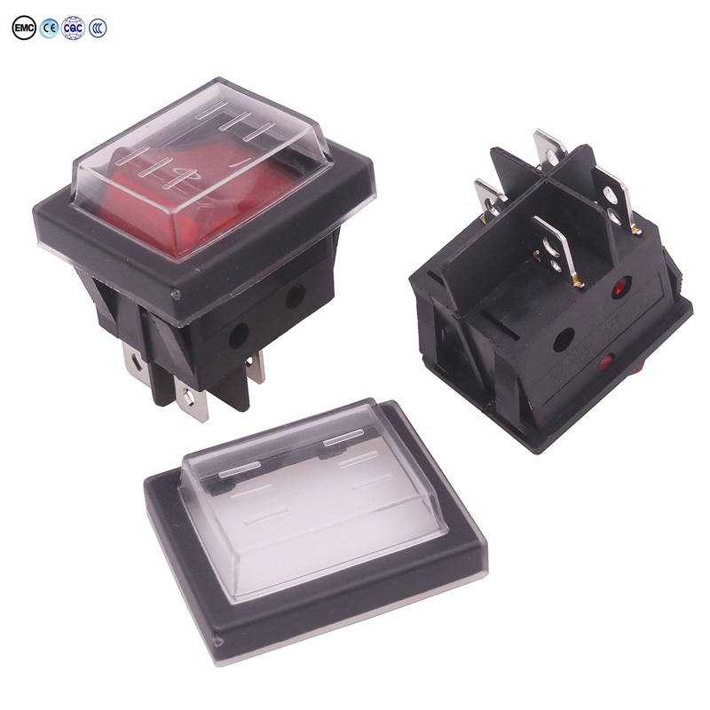 2 Pcs Red Button Rocker Switch 4 Plugs 37 * 30 * 3... – Grandado
