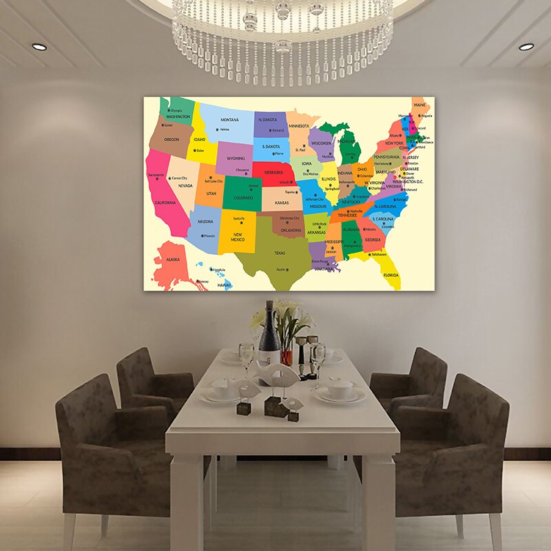 225*150cm The USA Map In English Non-woven Canvas ... – Grandado