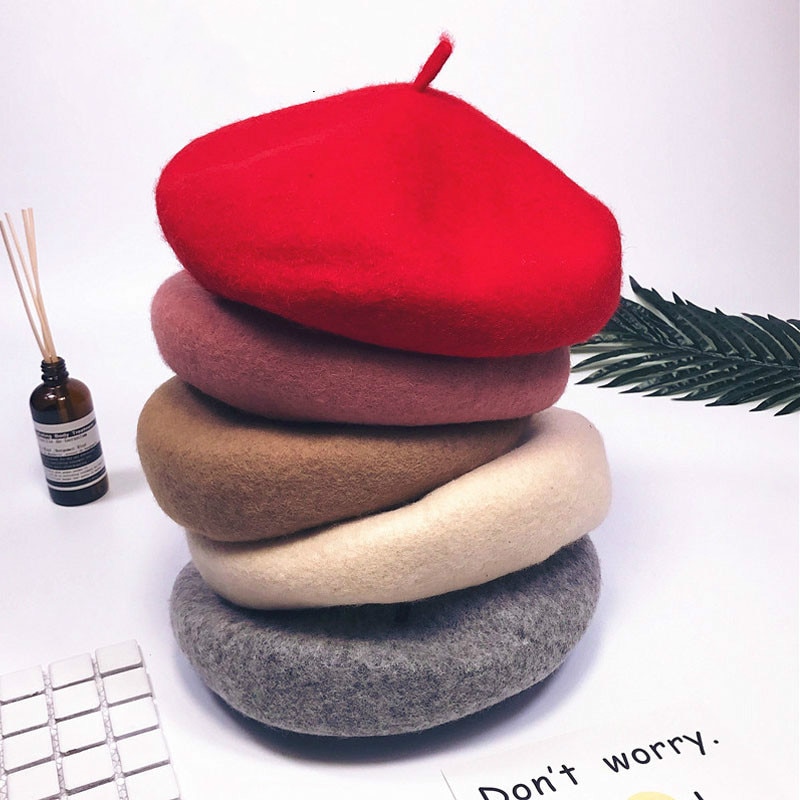 Autumn Winter Women Wool Beret Vintage Berets Hat ... – Vicedeal