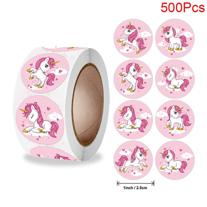 Pink Cute unicorn stickers Cartoon animals birthda... – Grandado