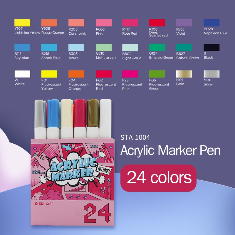 STA 1004 DIY Acrylic Markers Pen Set Drawing Poste... – Grandado
