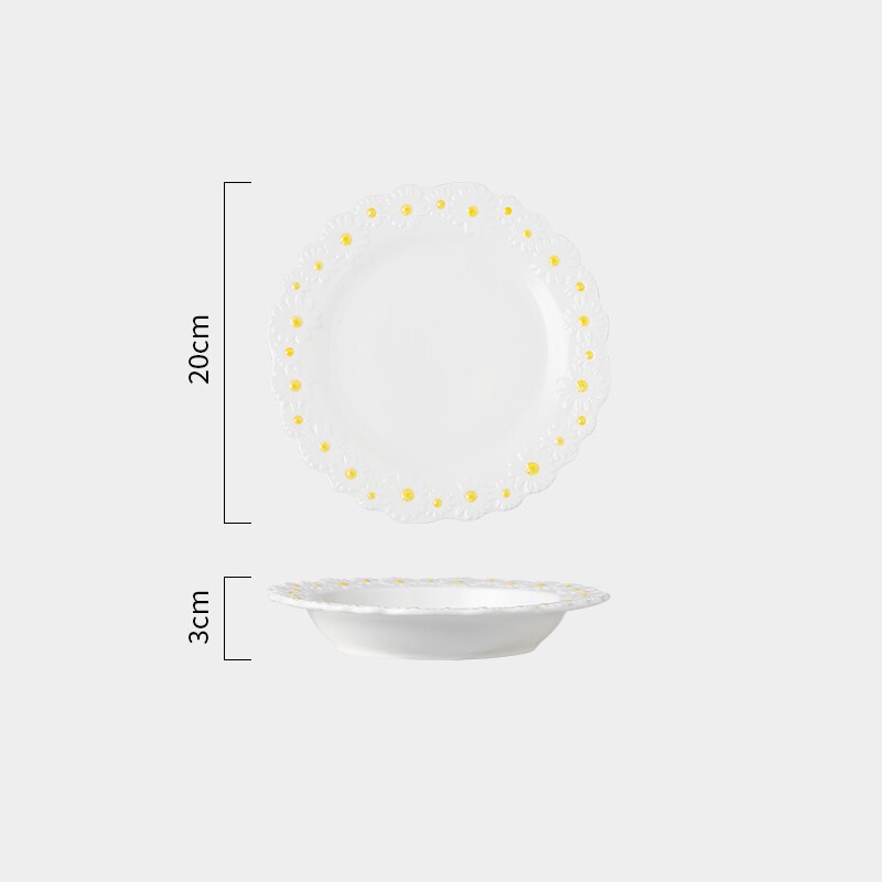 Ceramic Embossed Daisy Dinner Set Plate And Dishes... – Grandado