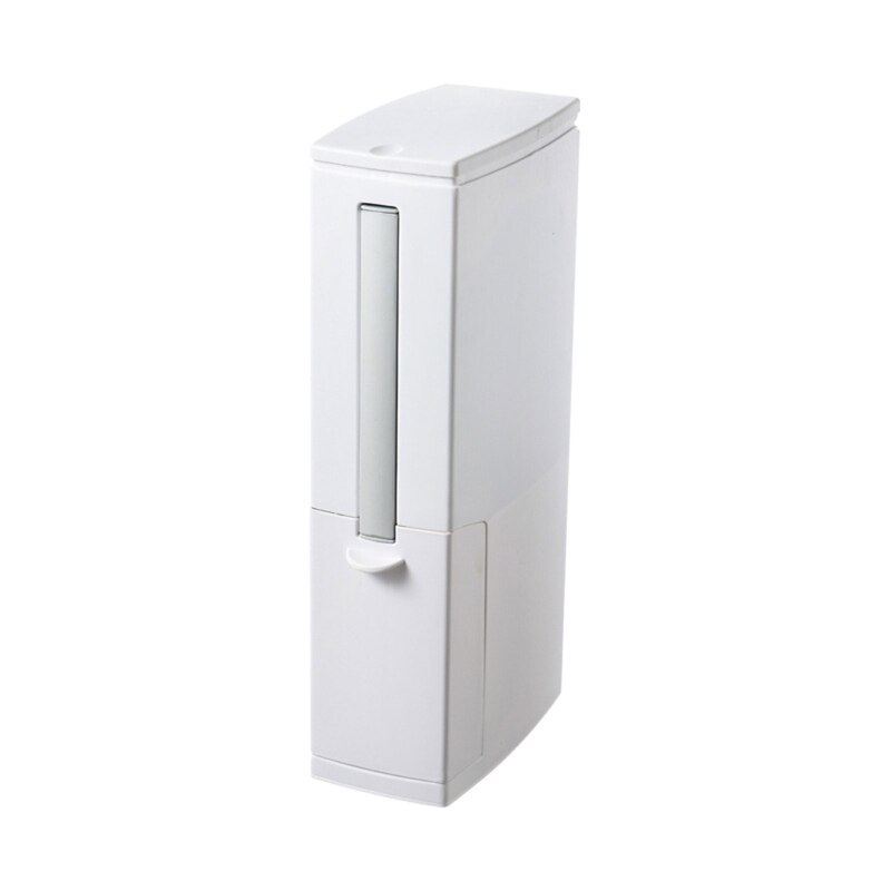 Slim Plastic Narrow Trash Can with Toilet Brush Ho... – Grandado