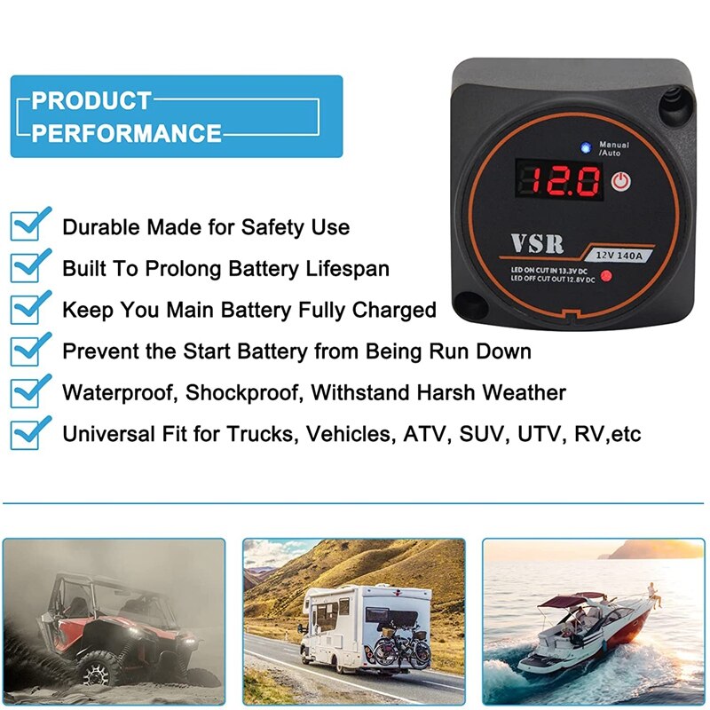 -Digital Display 12V 140A Dual Battery Smart Isola... – Grandado