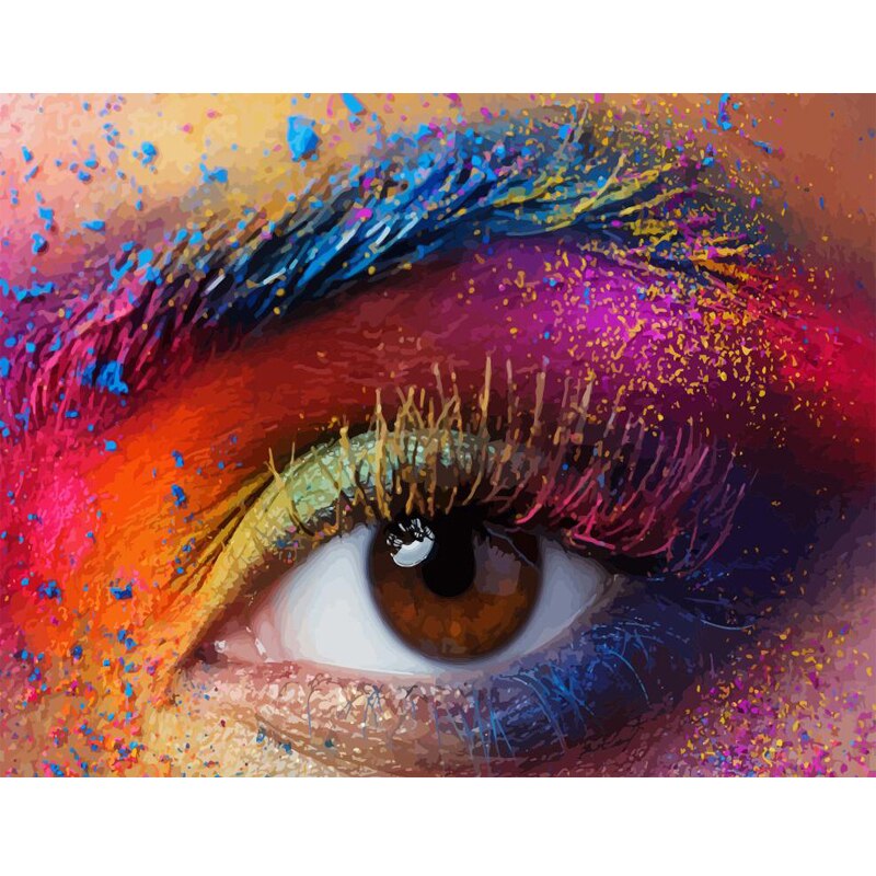 Colorful eyes painting By Numbers DIY Girl with da... – Vicedeal