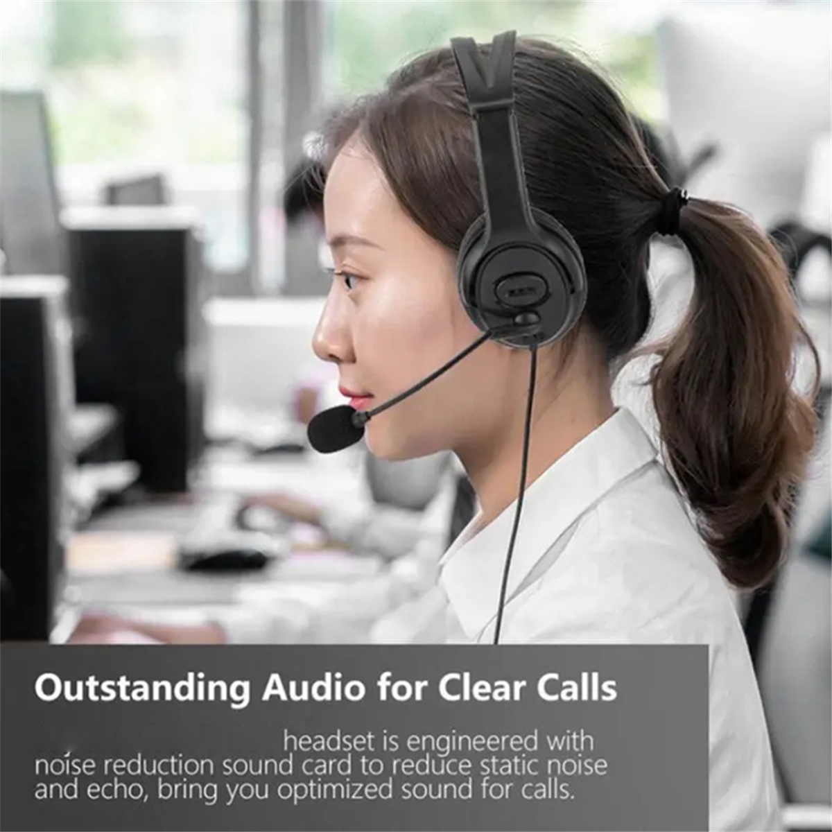 Wired USB Headset Computer Teaching Telephone Head... – Grandado