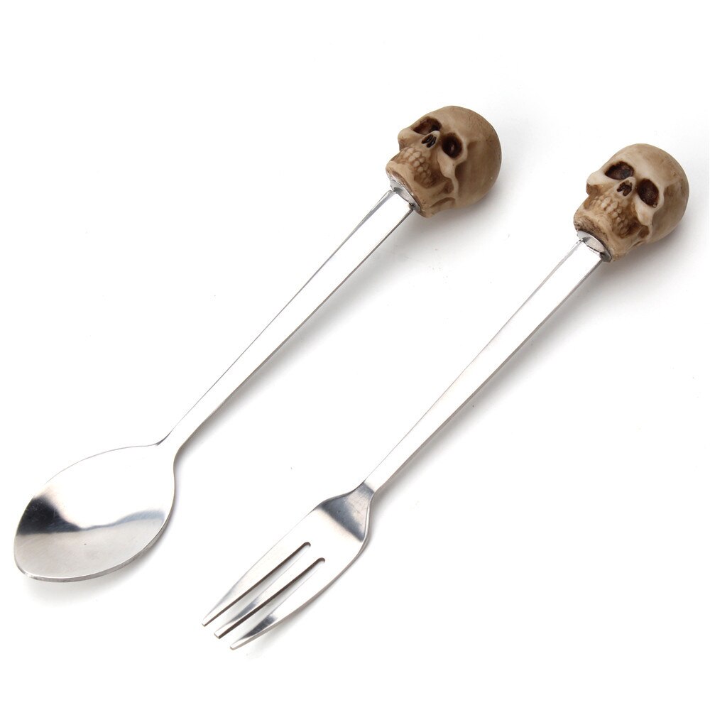 Skull Head Spoon And Fork Set Durable Stainless St... – Grandado