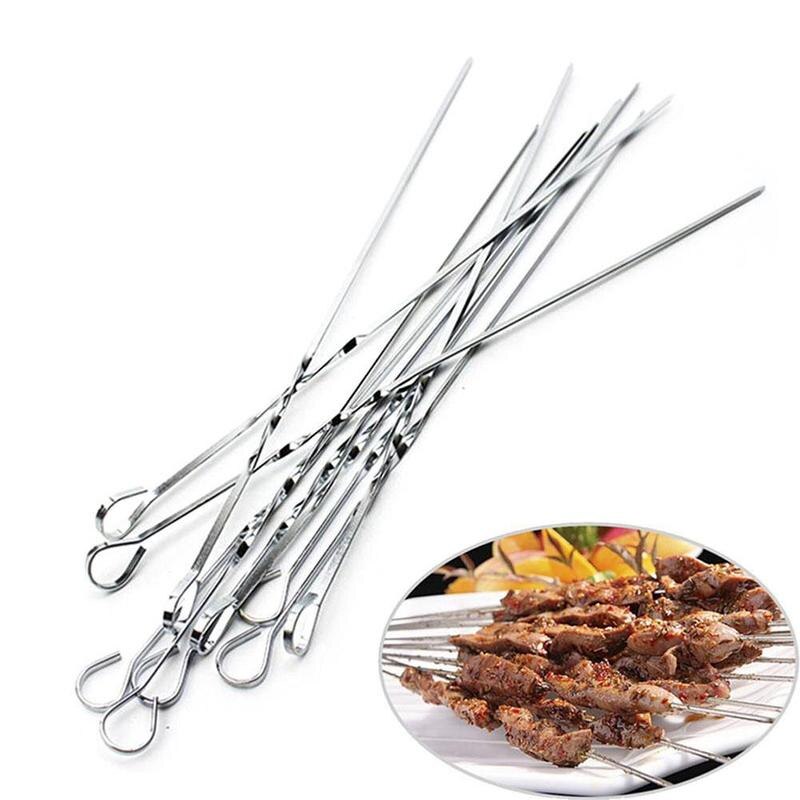 Mad camping picnic vegetabilsk nål bbq grill rustfri spyd 10 stk stål ...