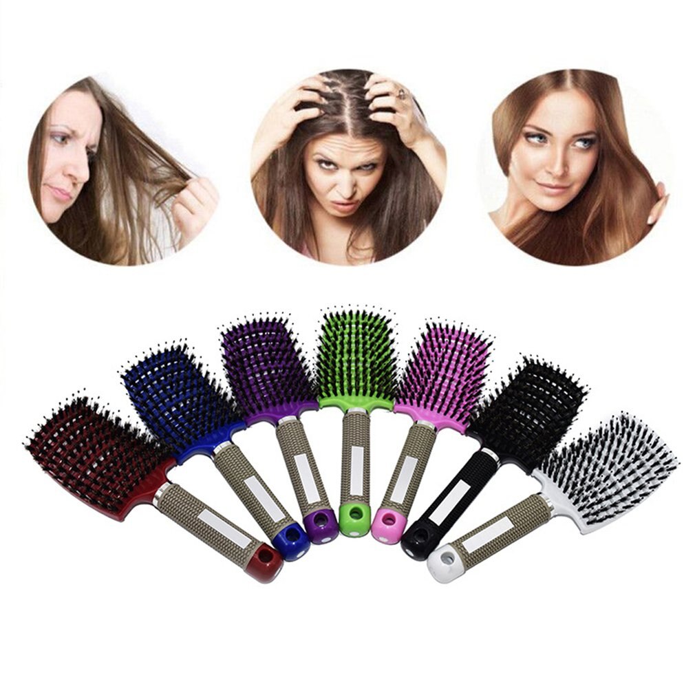 Hairdressing Comb Curved Boar Bristles Smooth Hair... – Grandado