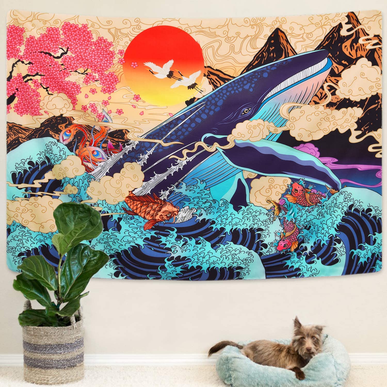 Japanese Ukiyo-e Sun Sea Wave Koi Tapestry Trippy ... – Grandado