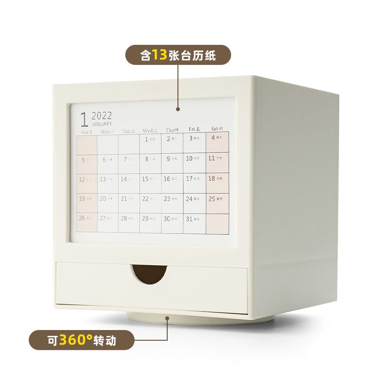 Calendar 2022 Rotate Desk Calendar Pen Holder Desk... – Grandado