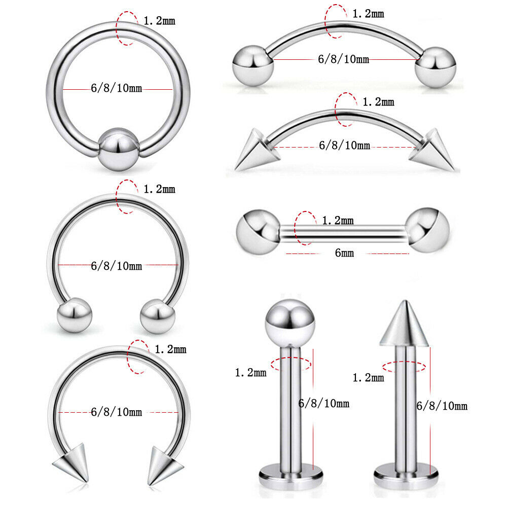 8pcs/lot Steel Ear Piercings Helix Piercings Eyebr... – Grandado