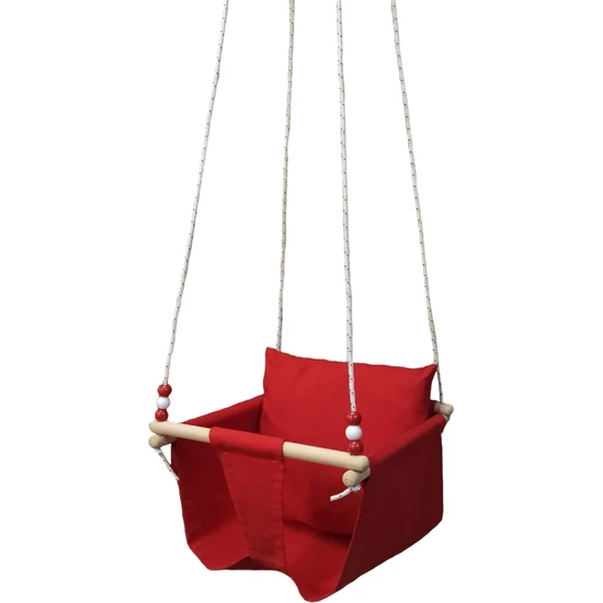 Altev Wood Padded Baby Ceiling Swing Red baby swin... – Grandado