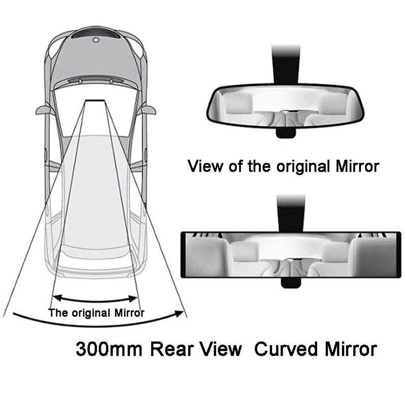 Universal Car Interior Mirrors 300mm Curved Rear V... – Grandado