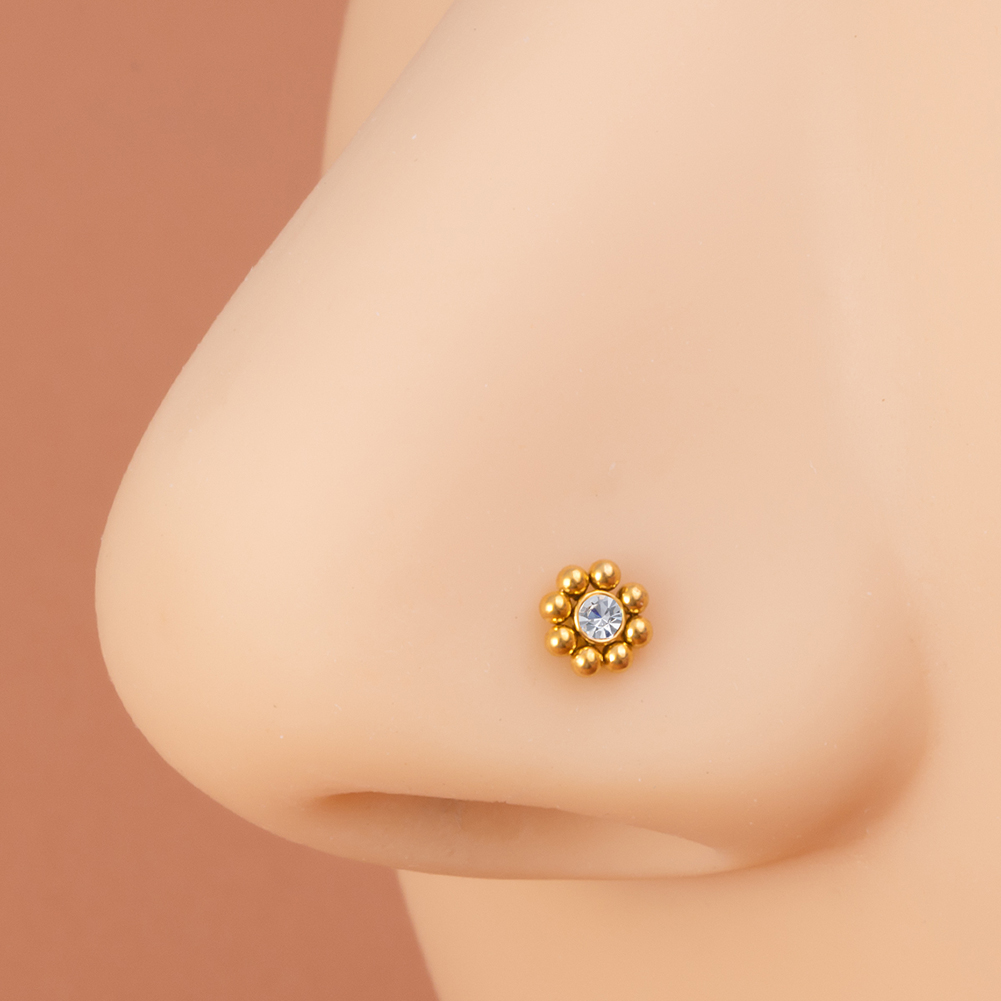 1pc kralen schroef neus Stud zilverachtige gouden ... – Vicedeal