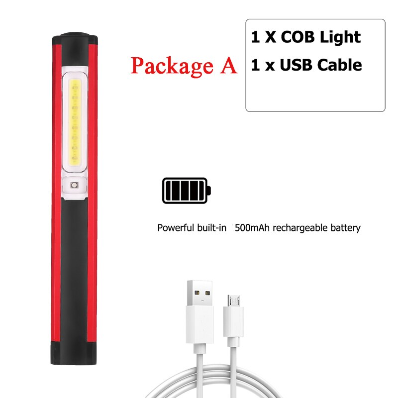 LED COB Work Light USB Rechargeable White Red Flas... – Vicedeal