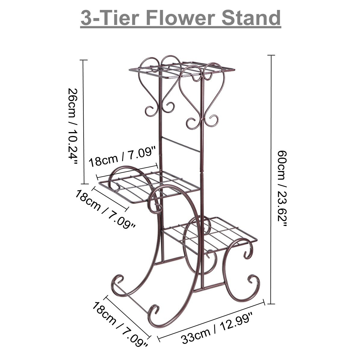 3 Tier Floor Iron Flower Stand Metal Plant Pot Sta... – Vicedeal