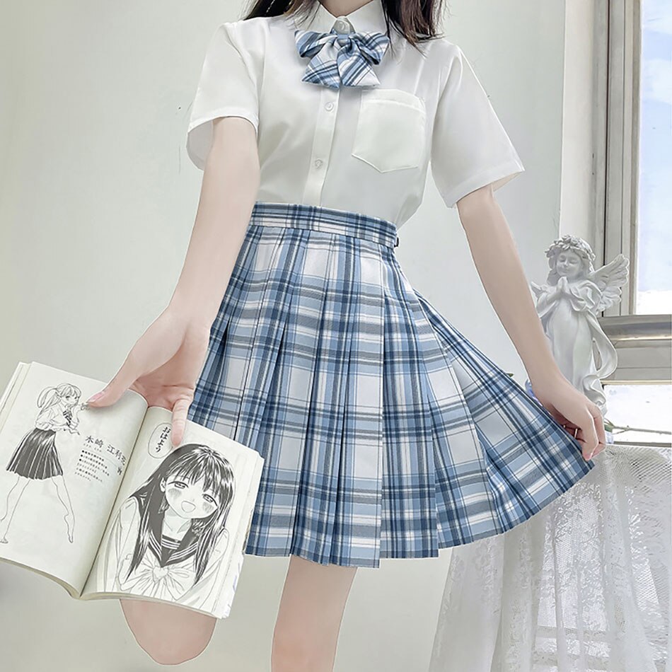 JK006 Lovely JK Suit Pure White Shirt Pleated Skir... – Grandado