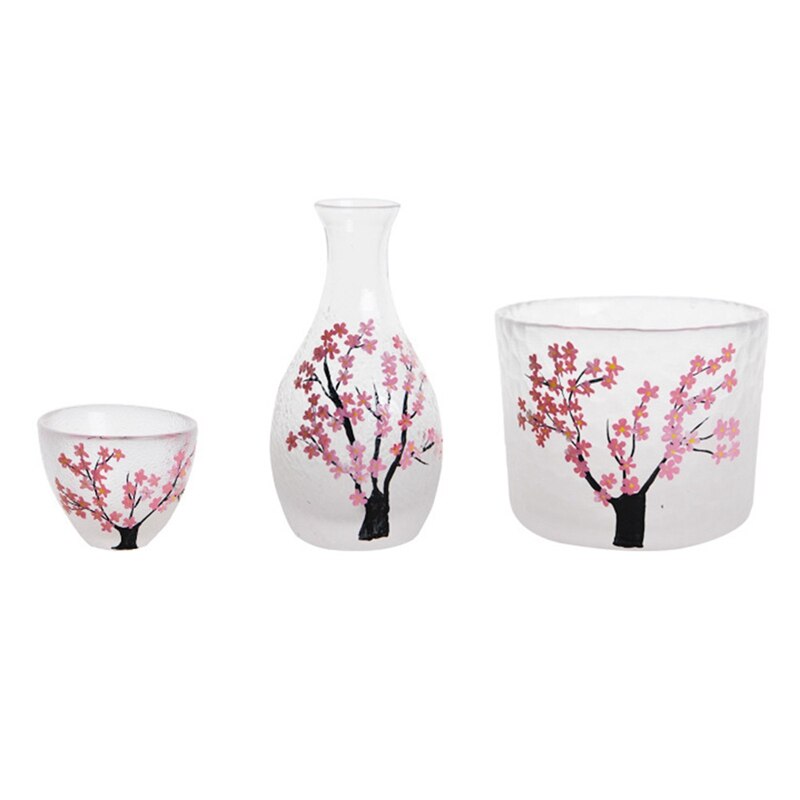 3 Pcs Japanese Sake Set Handcraft Pink Cherry Blos... – Grandado