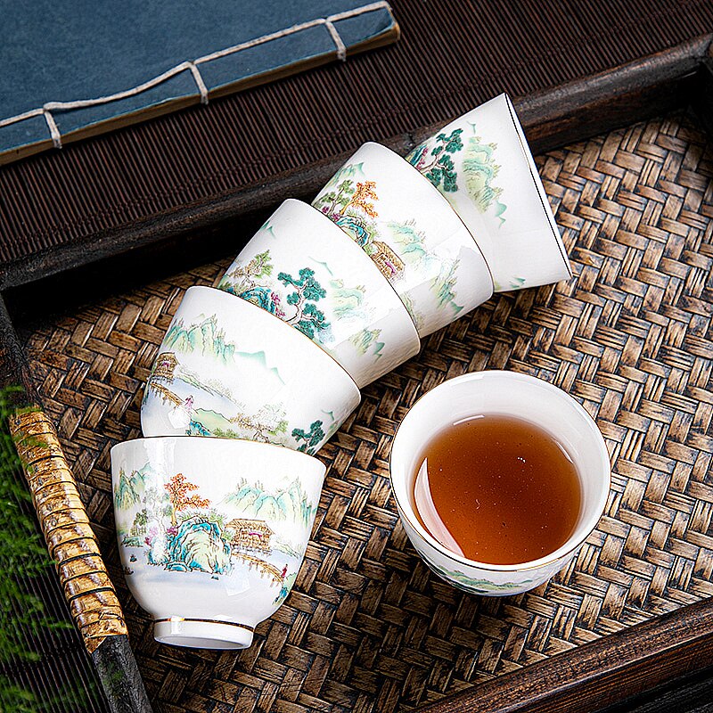 1pc Chinese Ceramic Teacup Hand Painted Flowers an... – Grandado