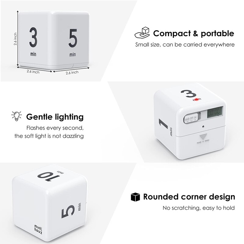 Cube Timer, 2 Stuks Keuken Timer 2.6 Inch Zwaartek... – Vicedeal