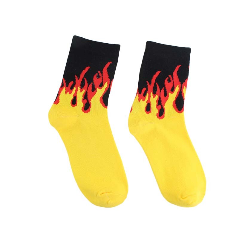 Men Hip Hop Red Yellow Flame Crew Socks Lifelike J... – Grandado