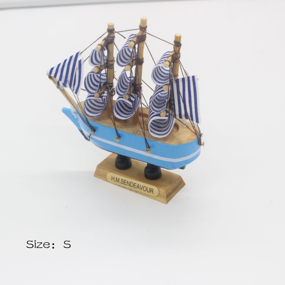 Retro Wooden Mini Sailing Boat Model Statues Sculp... – Grandado