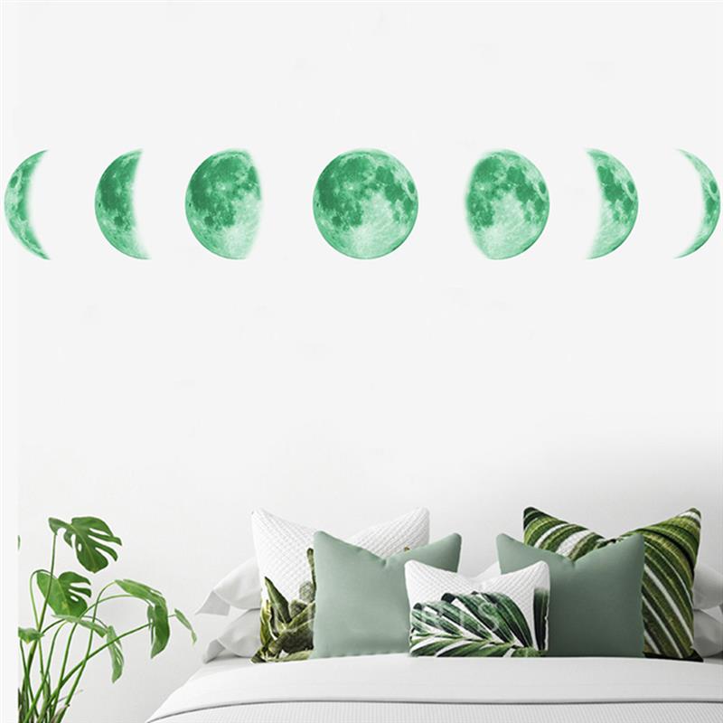 13cm Moon Phase Wall Glow Sticker 3D Luminous Livi... – Grandado