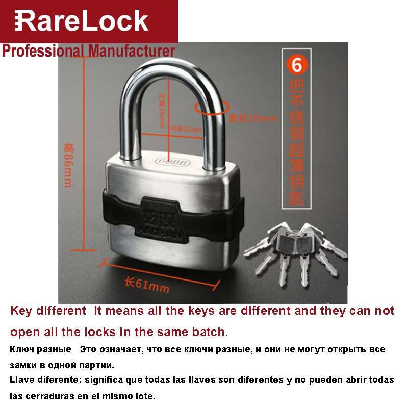 Stainless Steel Padlock Waterproof Lock 60mm Large... – Grandado