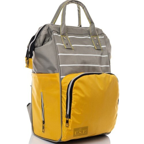 Mother Baby Care Backpack Gray-Yellow – Grandado