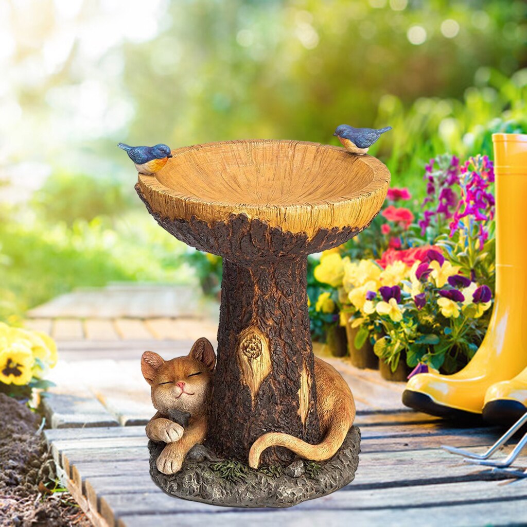Resin Trunk Bird Bath Outdoor Garden Decoration Bi... – Grandado