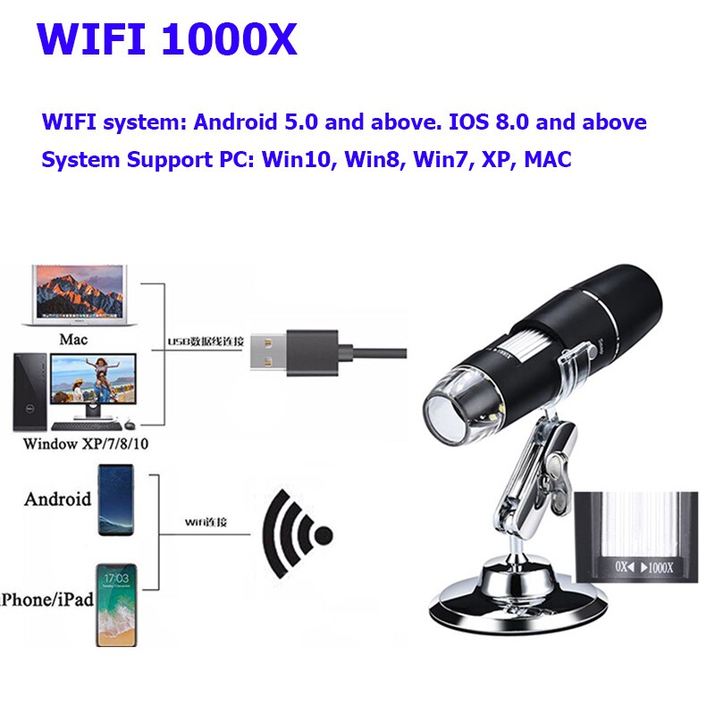 1000X Wifi Digital Microscope Magnifier Camera 8 L... – Grandado