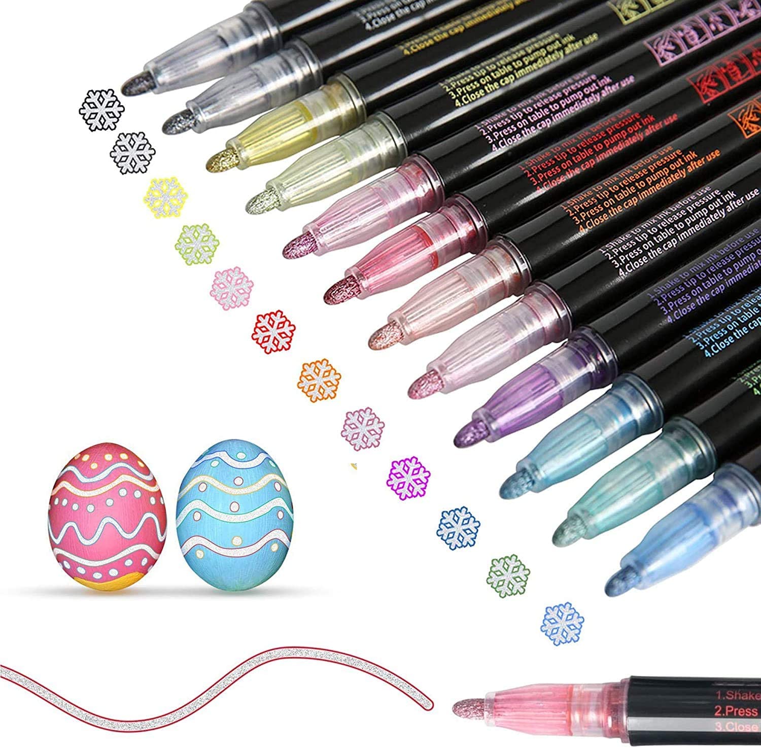 12 Colors Doodle Dazzle Markers, Double Line Outli... – Vicedeal