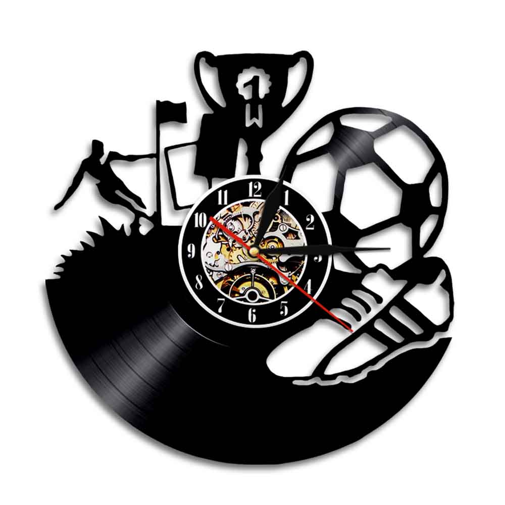 Football Wall Clock Vinyl Record Time Watch Soccer... – Grandado