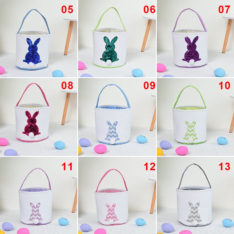 Cute Bunny Basket for Easter Monogram Canvas Bucke... – Vicedeal