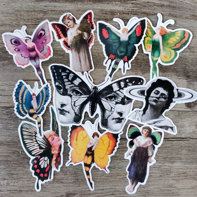 Vintage Girls Butterfly Fairy Collage Sticker DIY ... – Grandado