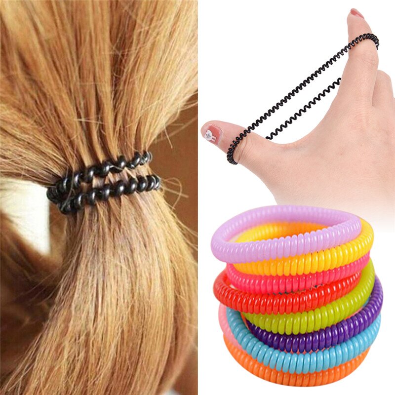 10PCS Telephone Wire Elastic Hair Bands Hair Acces... – Vicedeal