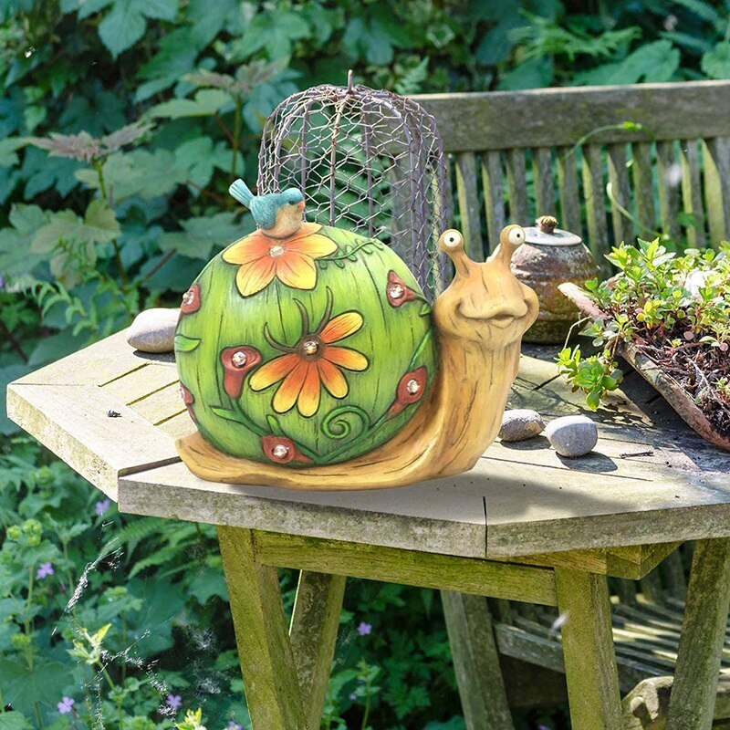 Tuin Standbeeld Slak Beeldje-Zonne-energie Hars Di... – Grandado