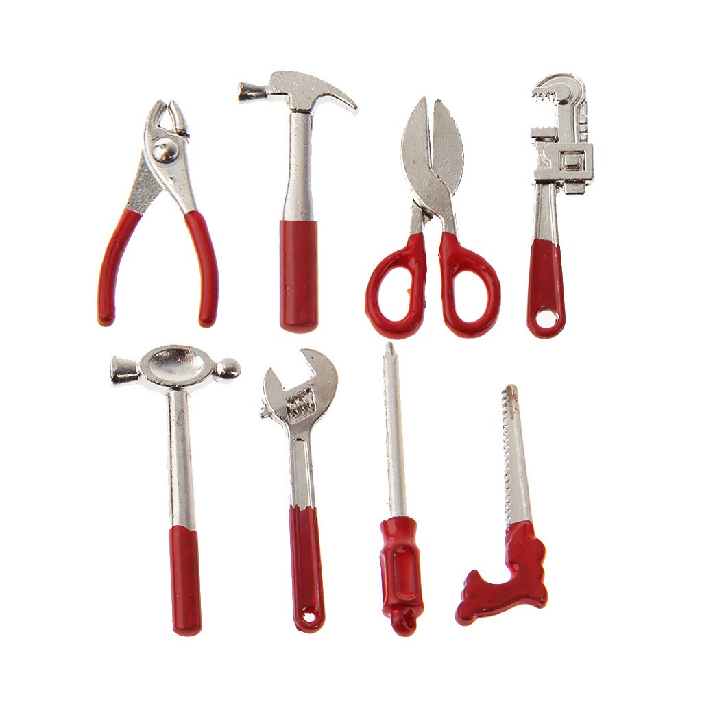 1:12 Dolls House Miniature Red Metal Hand Tools Se... – Grandado