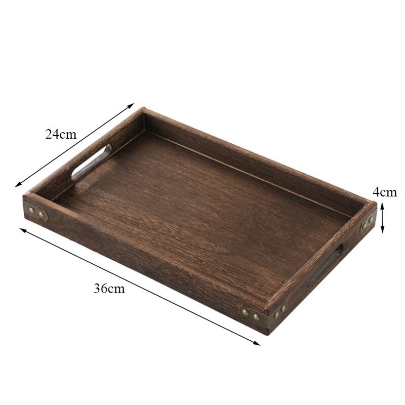 Retro Solid Wooden Storage Tray Tableware Dinner B... – Grandado