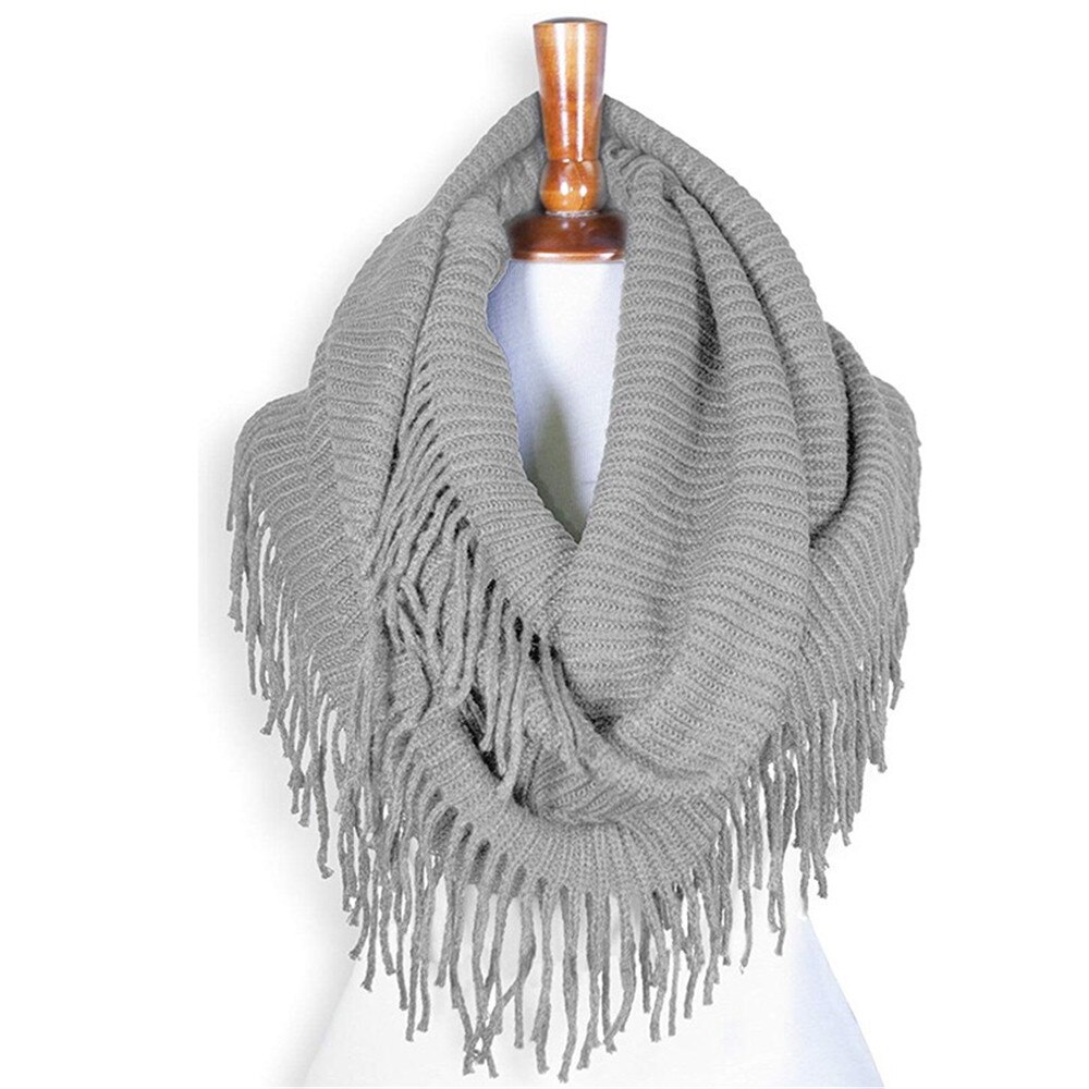 Vinter kvinnor virkad snood halsduk solid tofs rin... – Grandado